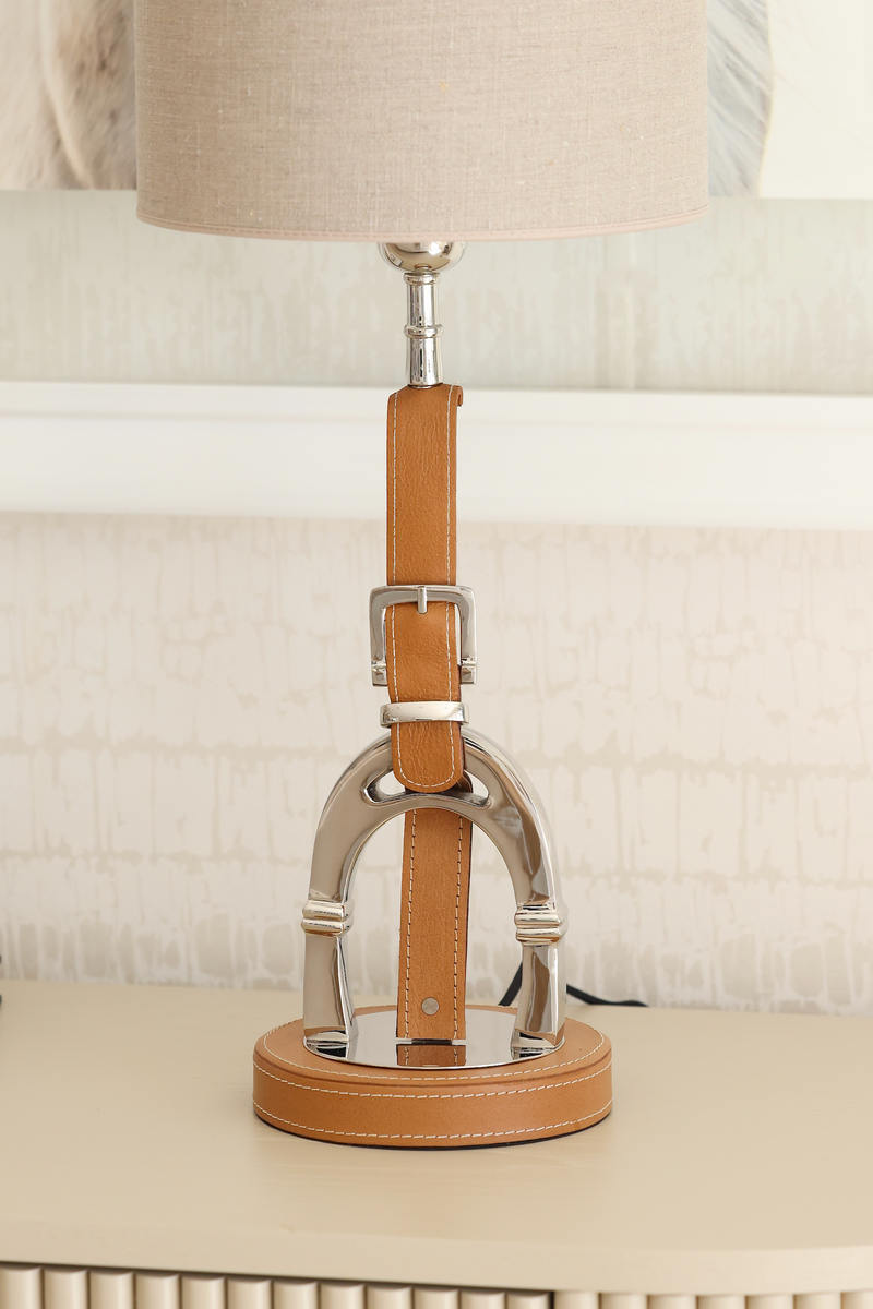 Stirrup Leather Lamp Stand - Cognac